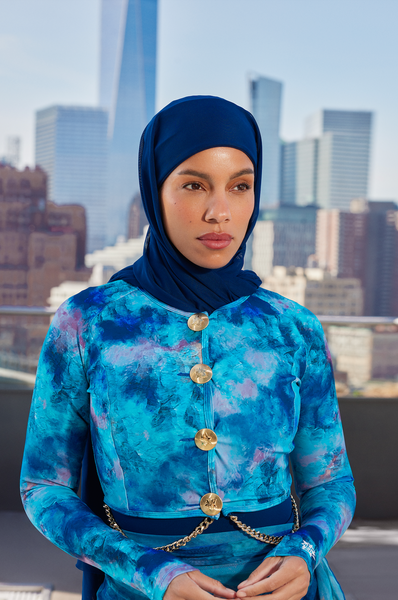 Navy Blue Instant Head-Cover – By Hadia Ghaleb